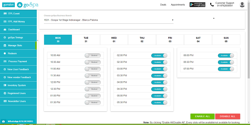 Real Time Slot Availability at Gomalon – Your wellness companion ...